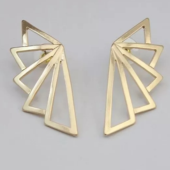 Jewelry | New Geometric Punk Gold Color Triangle Fan Shaped | Poshmark